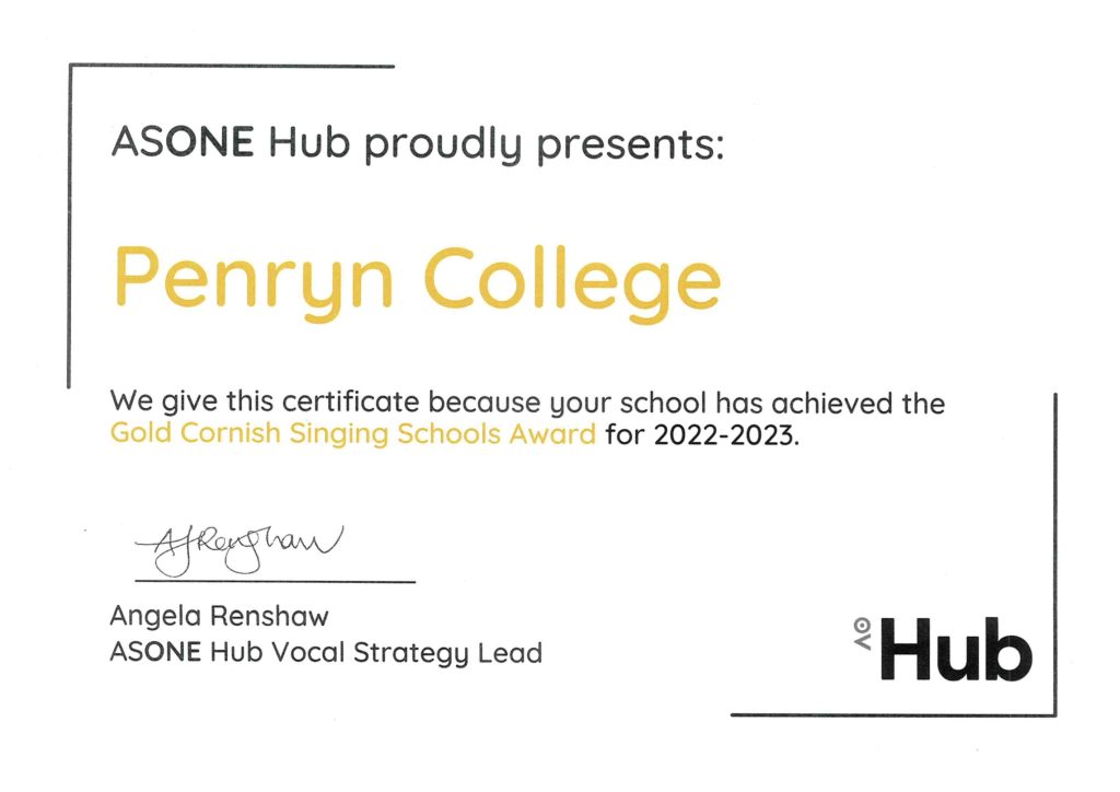 Penryn College Earns Gold Singing Award - Penryn College